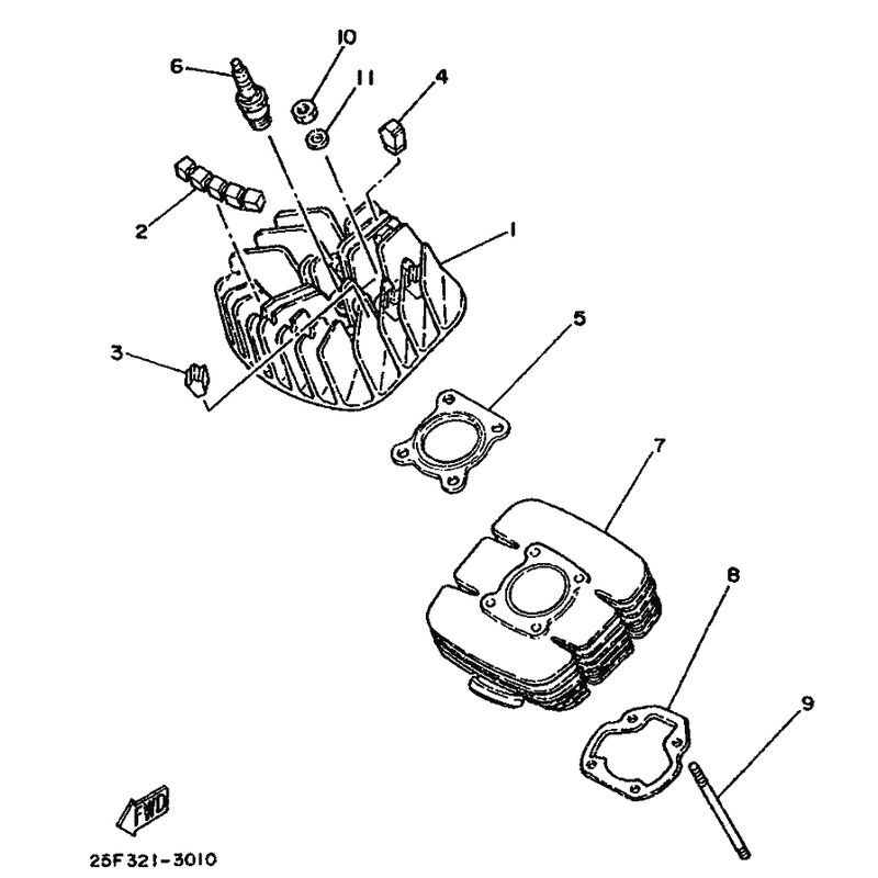 Exploded view | Cilinder Yamaha DT50MX 1985