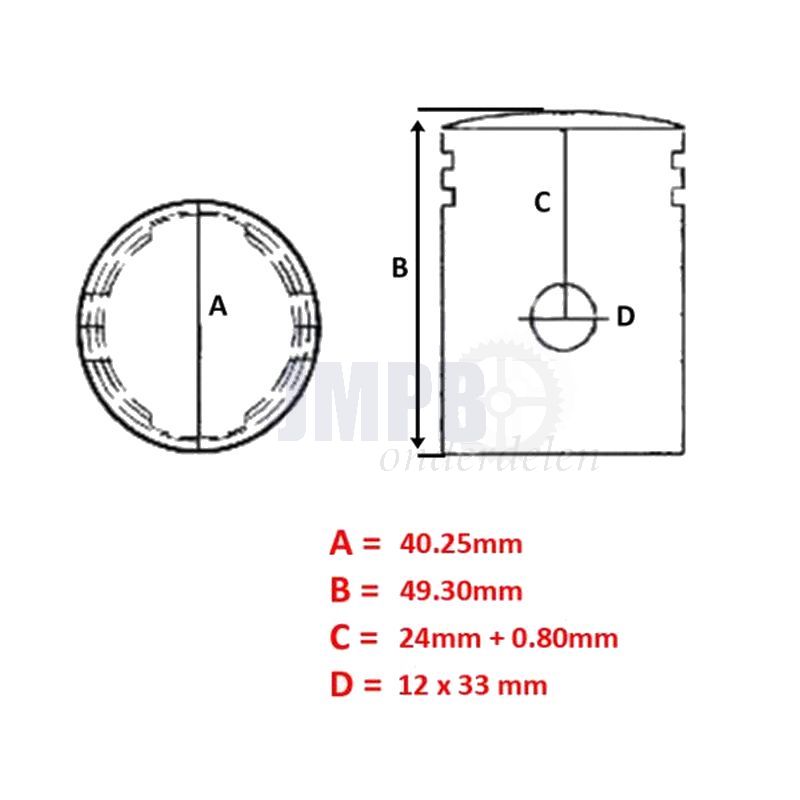 Zuiger 40.25MM Yamaha DT/RD Barikit