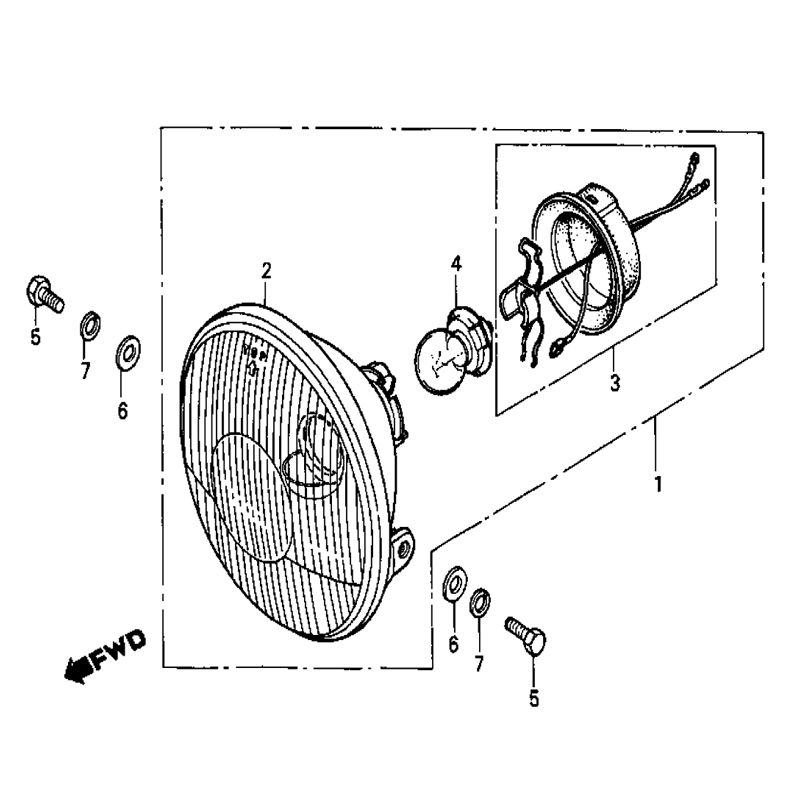 Exploded View Honda MB50 - Koplamp