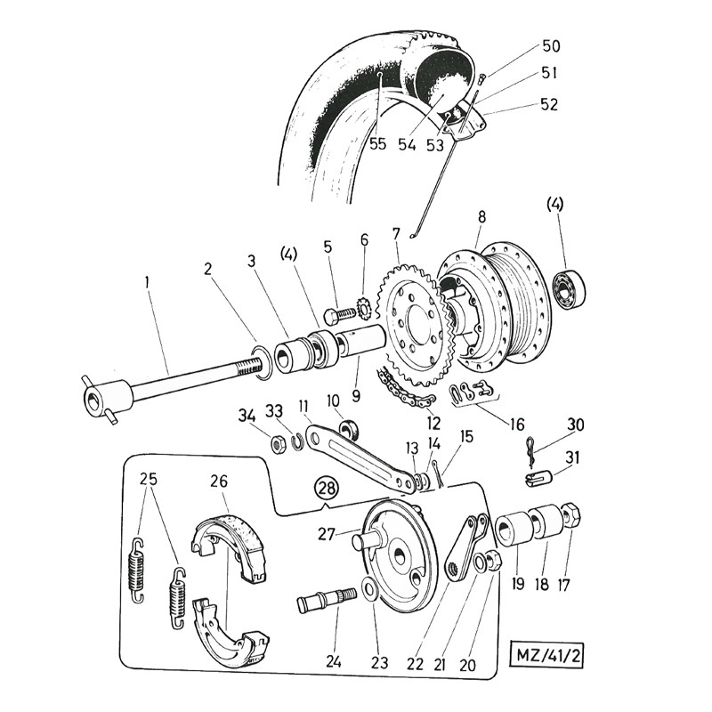 Exploded view tekening Puch Monza | Koppeling